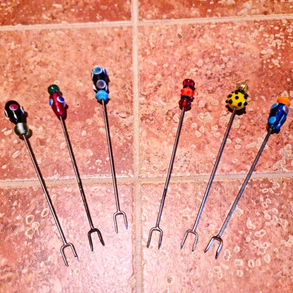 Dining | Vintage Glass Top Modern Design Cocktail Picks Appetizer Forks ...